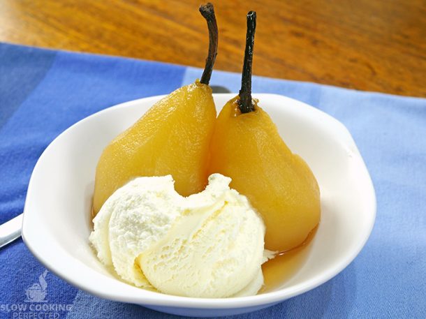 Slow Cooker Poached Pears in White Wine - Slow Cooking Perfected